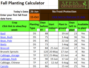 Fall Planting Calculator
